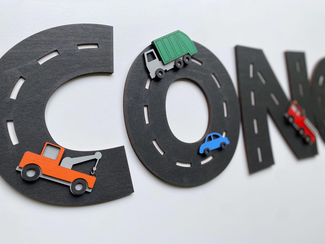 City Vehicle and Roadway Letters and Numbers: Race Car Nursery Decor - Etsy