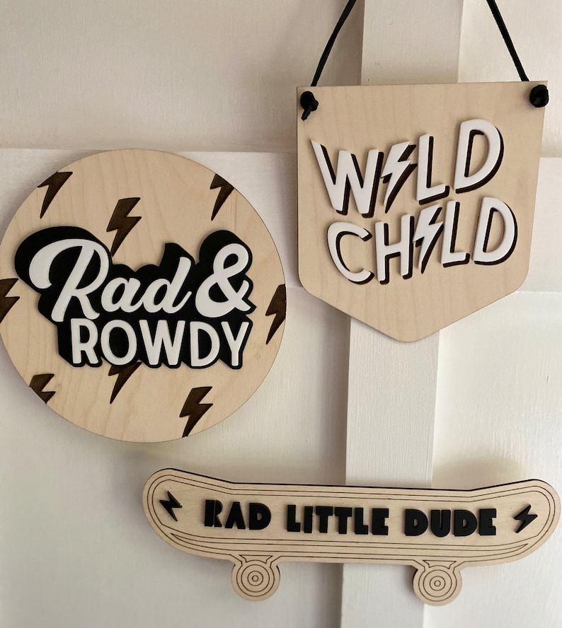 Rad & Rowdy Nursery Sign: Engraved Wood and Acrylic Decor Rad Little ...