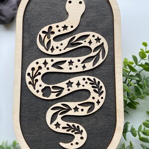 Floral Snake Art - Snake Art - Wood Snake Art - Boho Snake - Home Decor ...