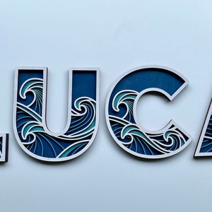 Ocean Wave Letters: Layered Wood, Beach Theme Decor - Etsy