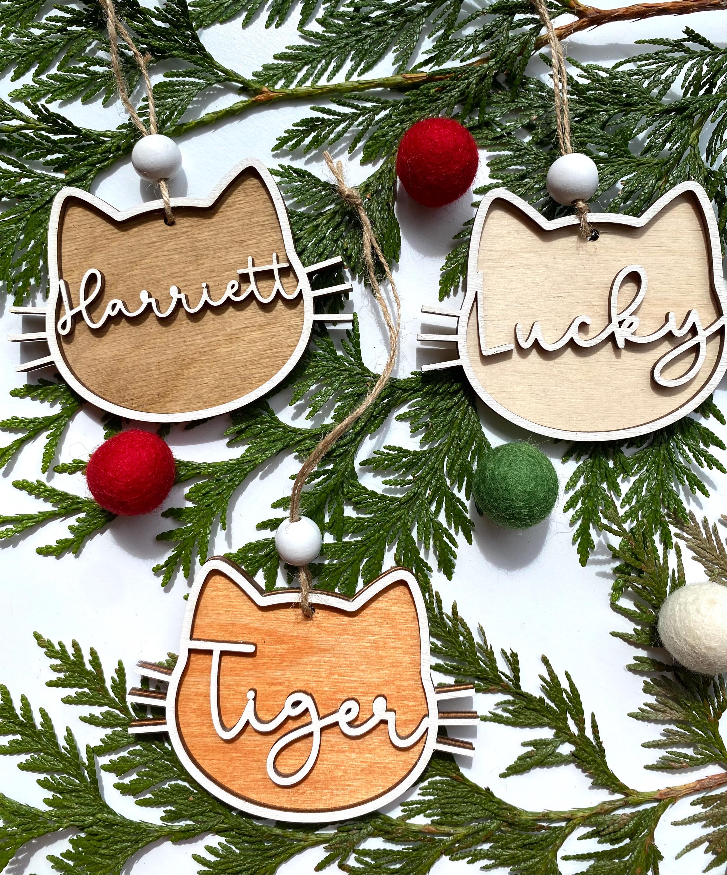 Custom Cat Face Ornament: Personalized Laser Cut Pet Christmas ...