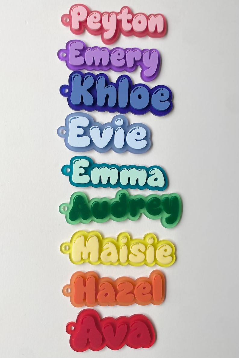 Custom Bubble Font Acrylic Name Keychain: Personalized Backpack Tag - Etsy