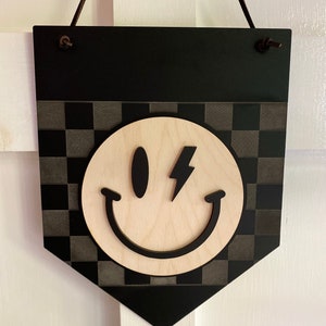 Rad Little Dude Sign - Smiling Sign - Checked Sign - Boys Room ...