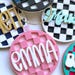 Checkered Back Pack Name Tag Keychain: Custom Acrylic Bag Tag Stocking ...