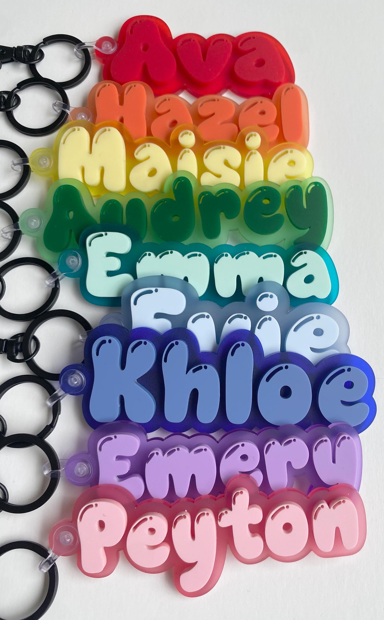 Custom Bubble Font Acrylic Name Keychain: Personalized Backpack Tag - Etsy