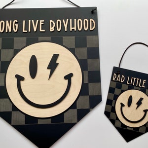Rad Little Dude Sign - Smiling Sign - Checked Sign - Boys Room ...