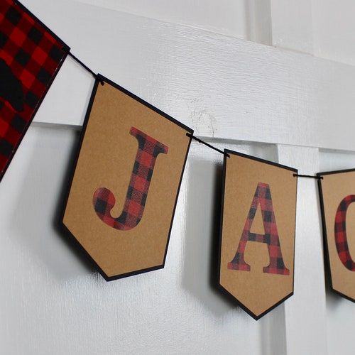Red Buffalo Plaid Custom Name Party Red and Black Buffalo | Etsy