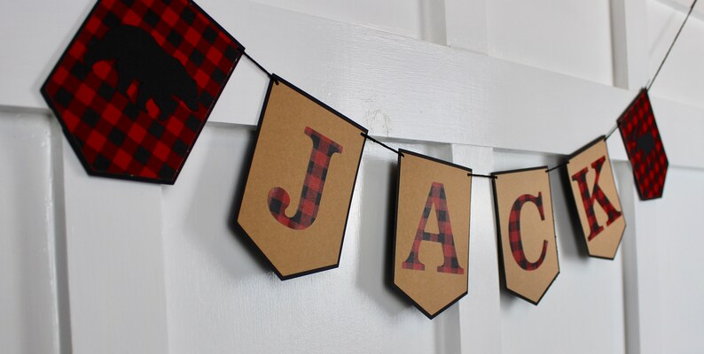 Red Buffalo Plaid Custom Name Party Red and Black Buffalo - Etsy