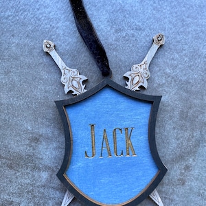 Personalized Knight Shield Ornament: Engraved Sword, Medieval Theme ...