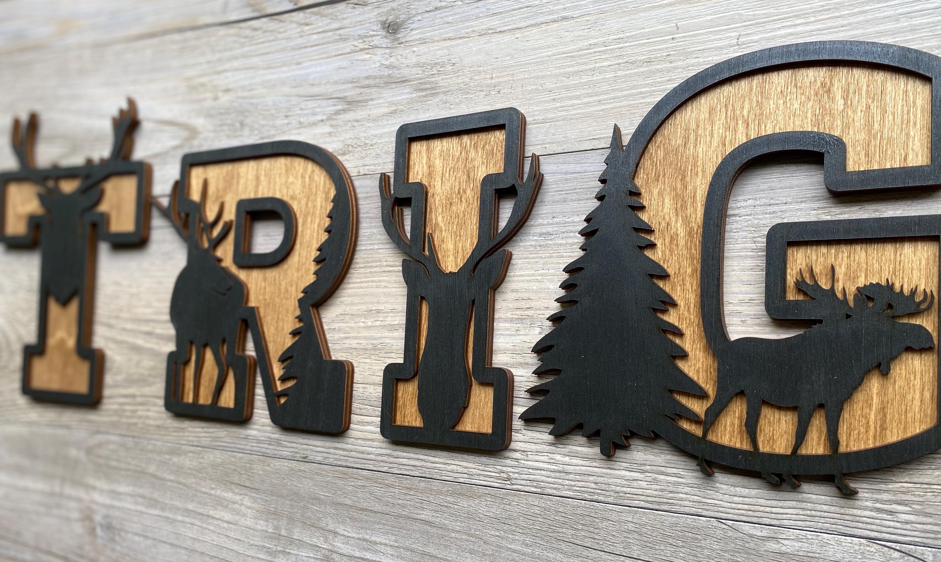 Laser Cut Hunting Letters: Deer & Moose, Kids Room Decor - Etsy
