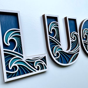 Ocean Wave Letters: Layered Wood, Beach Theme Decor - Etsy