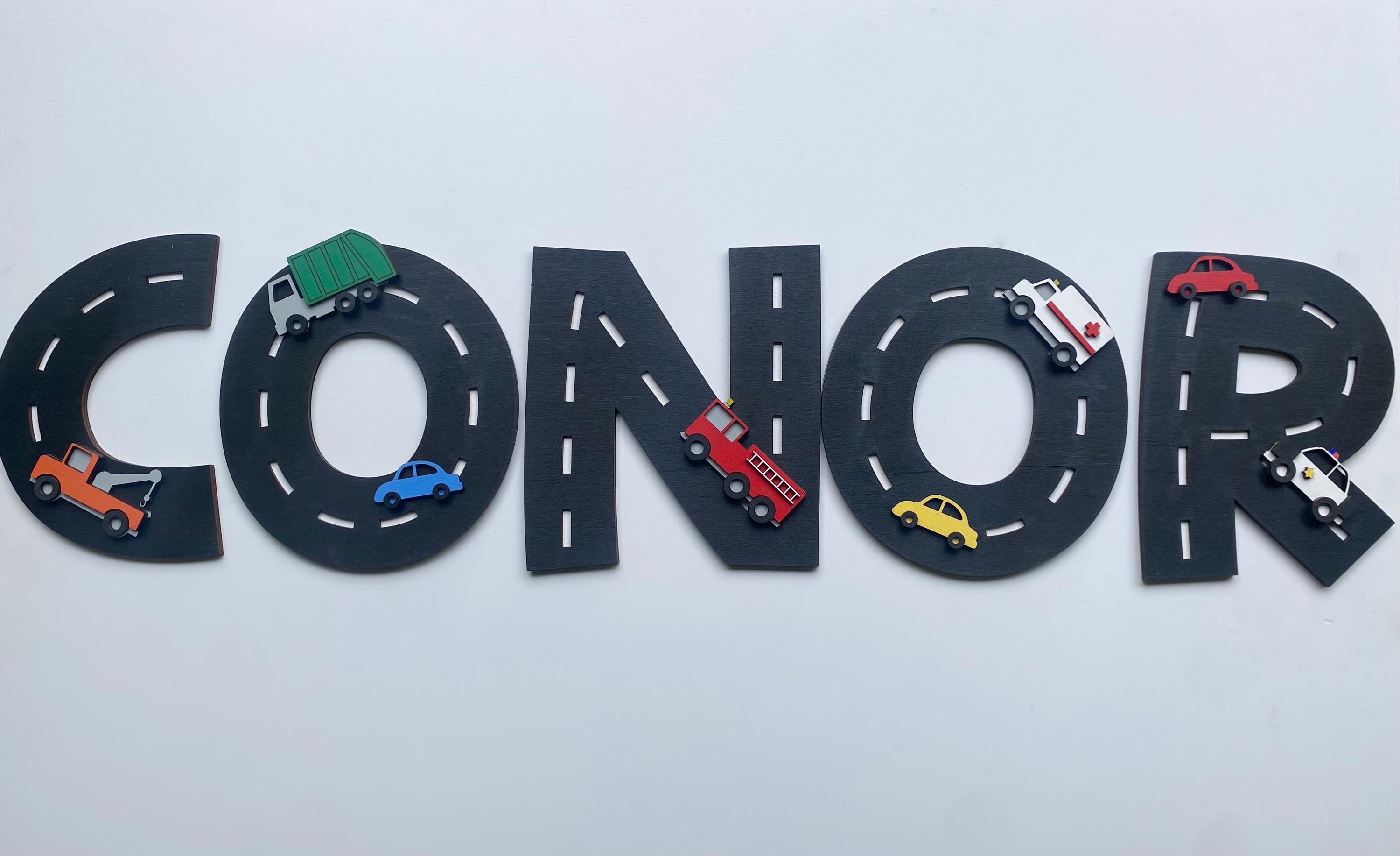 City Vehicle and Roadway Letters and Numbers: Race Car Nursery Decor - Etsy
