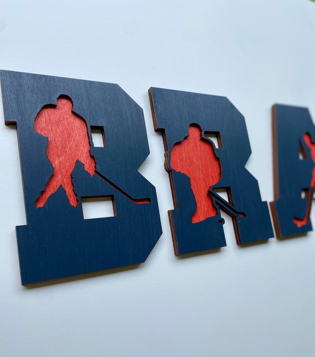 Personalized Hockey Letters: Sports Theme Laser Cut Wood Letters, Kid’s ...