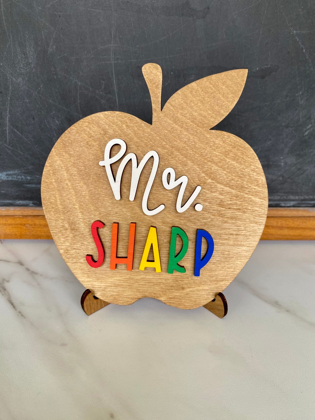 Teacher Nameplate Apple - Teacher Gift - Teacher Desk- Apple Nameplate ...