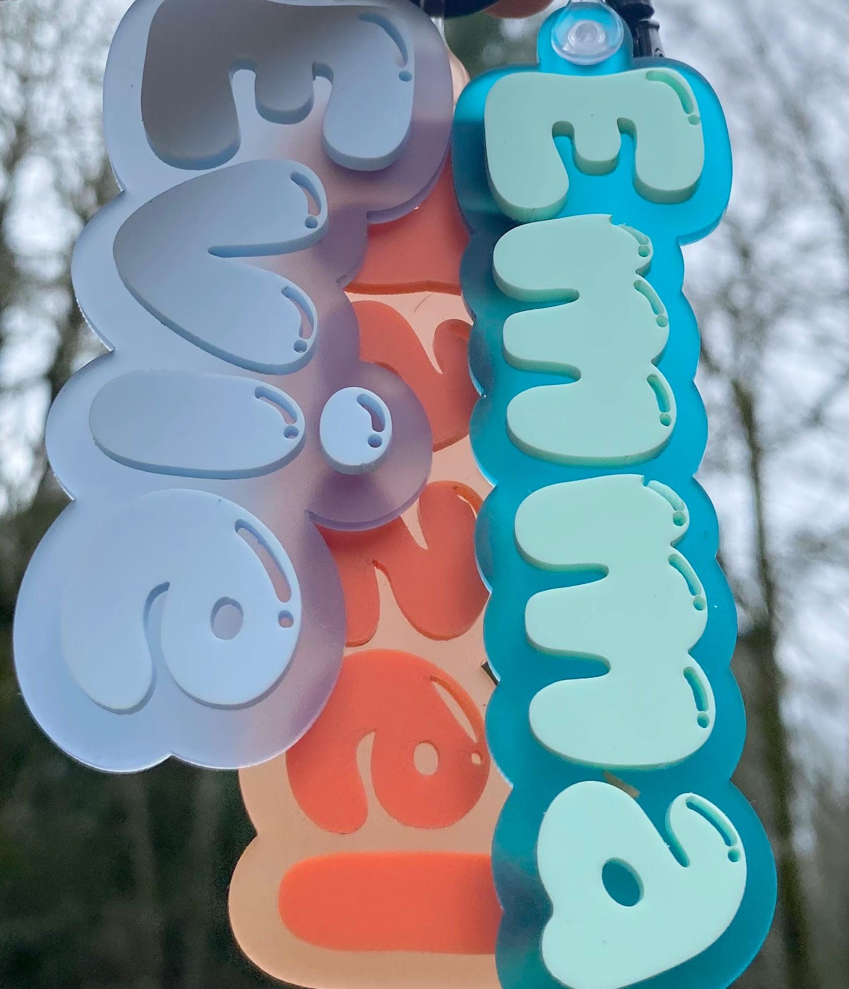 Custom Bubble Font Acrylic Name Keychain: Personalized Backpack Tag - Etsy