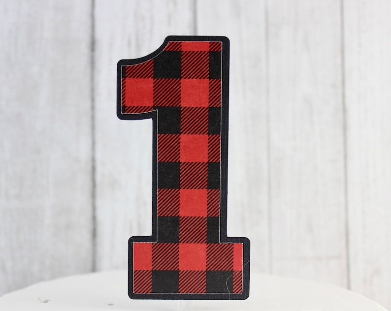 Red Buffalo Plaid 1st Birthday Cake Topper-one Cake Topper - Etsy