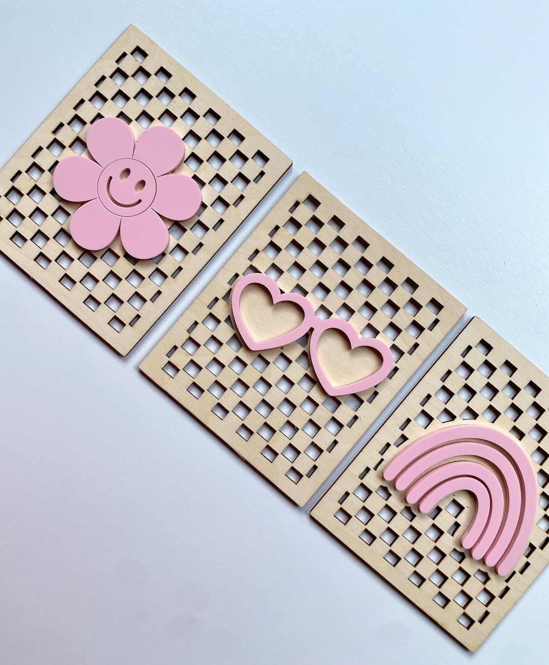 Happy Checked Signs- Rainbow Name Sign - Smiling Flower Sign - Checked ...