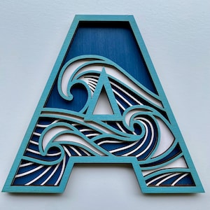 Ocean Wave Letters: Layered Wood, Beach Theme Decor - Etsy