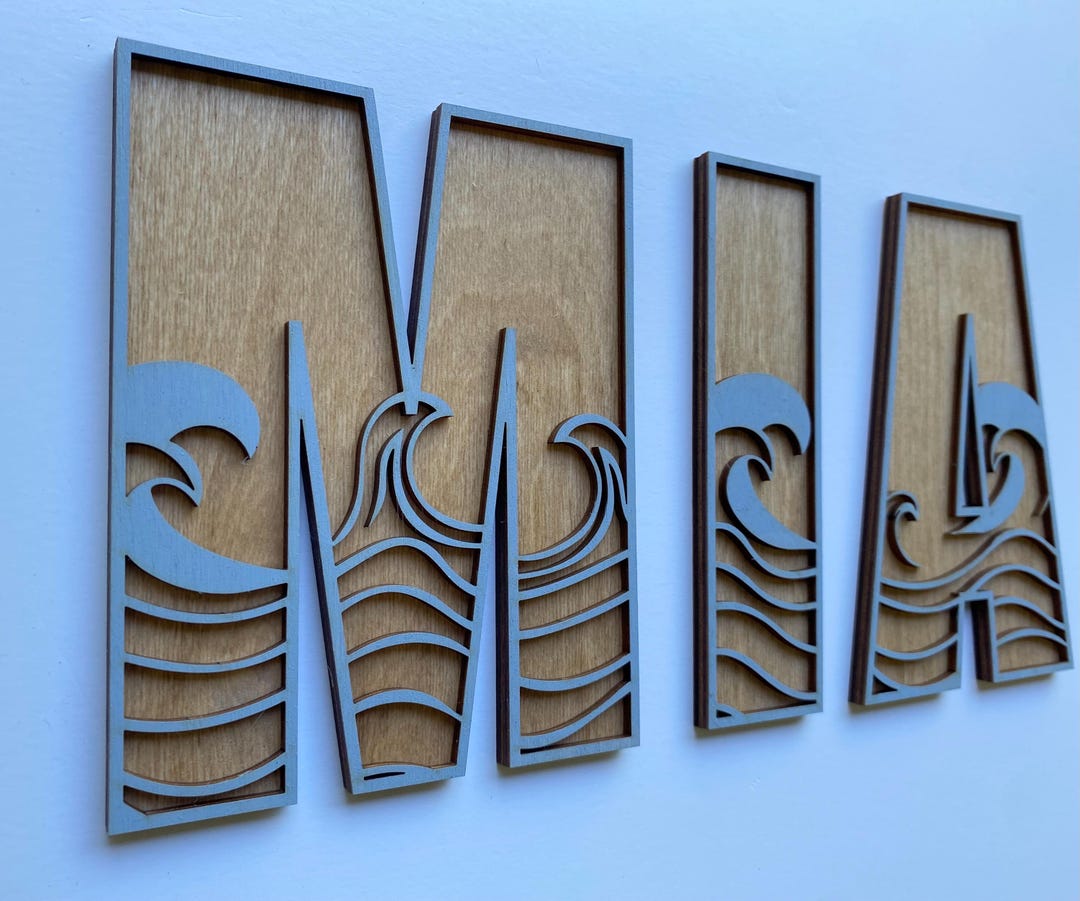 Wave Letters - Ocean Theme Room - Beach Letters - Wave Theme Nursery ...