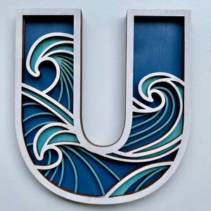 Ocean Wave Letters: Layered Wood, Beach Theme Decor - Etsy