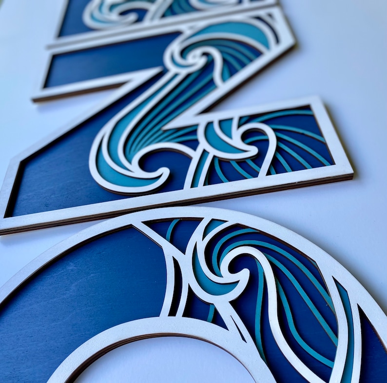 Ocean Wave Letters: Layered Wood, Beach Theme Decor - Etsy