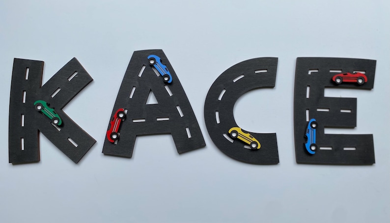 City Vehicle and Roadway Letters and Numbers: Race Car Nursery Decor - Etsy