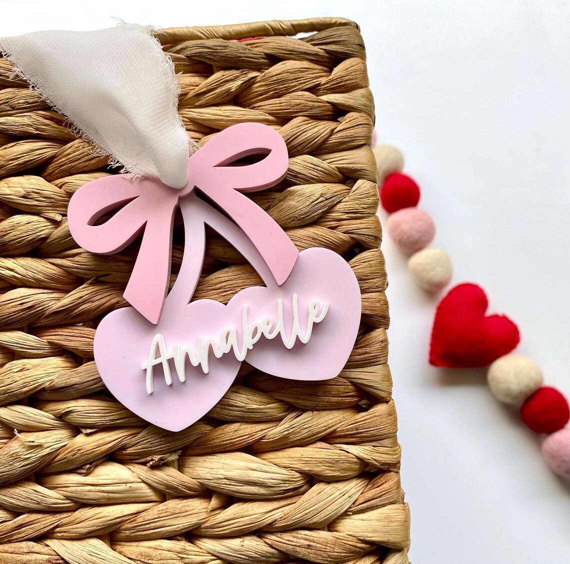 Personalized Cherry Valentine Tag: Acrylic Gift Basket Tag - Etsy