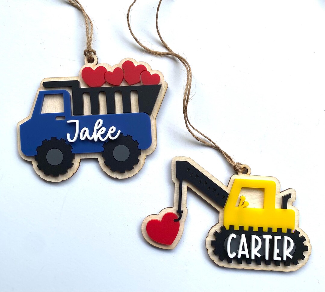 Kid’s Valentine Tag - Construction Valentine Tag - Valentine Name Tag ...