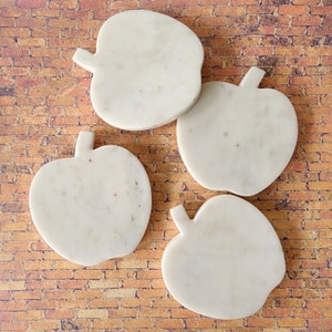 4 Marble Coaster Set With Wooden Stand - Apple Coasters - Square ...