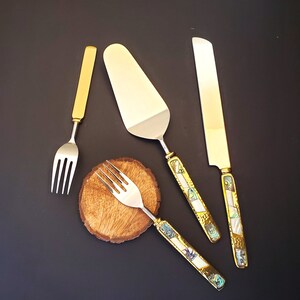 Gold Wedding Cake Knife - Personalized Wedding Cake Cutter - Cake Fork ...