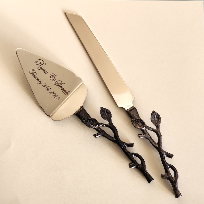 Black Wedding Cake Knife - Personalized Wedding Cake Cutter - Engraved ...