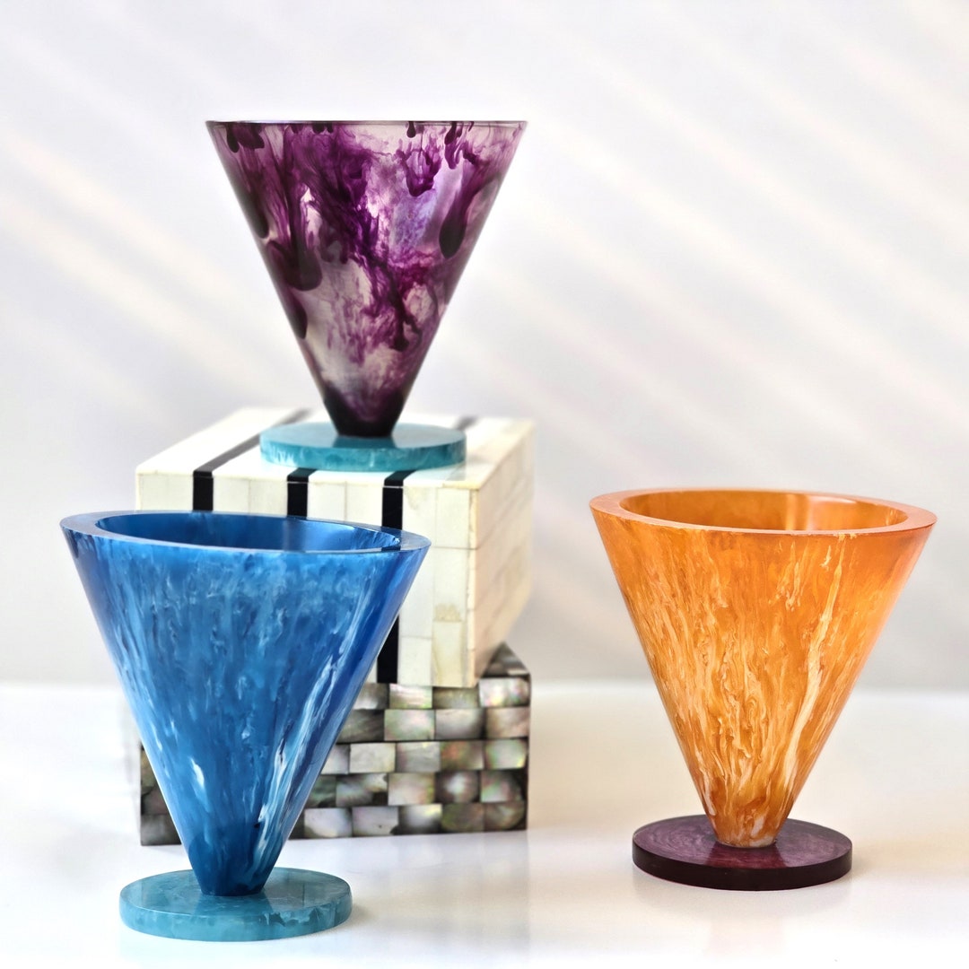 Handmade Multi Color Resin Flower Vases - Hand Poured Decorative Resin ...