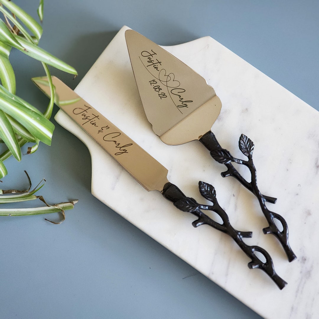Black Wedding Cake Knife - Personalized Wedding Cake Cutter - Engraved ...