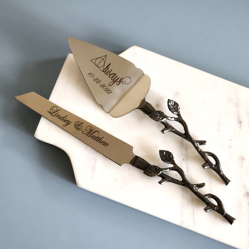 Black Wedding Cake Knife - Personalized Wedding Cake Cutter - Engraved ...