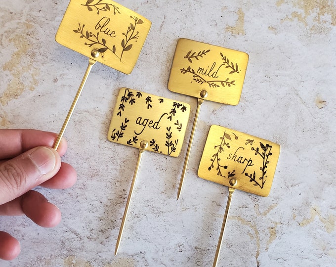 Wire Cheese Markers - Rustic Cheese Marker - Wine and Cheese - Gold ...