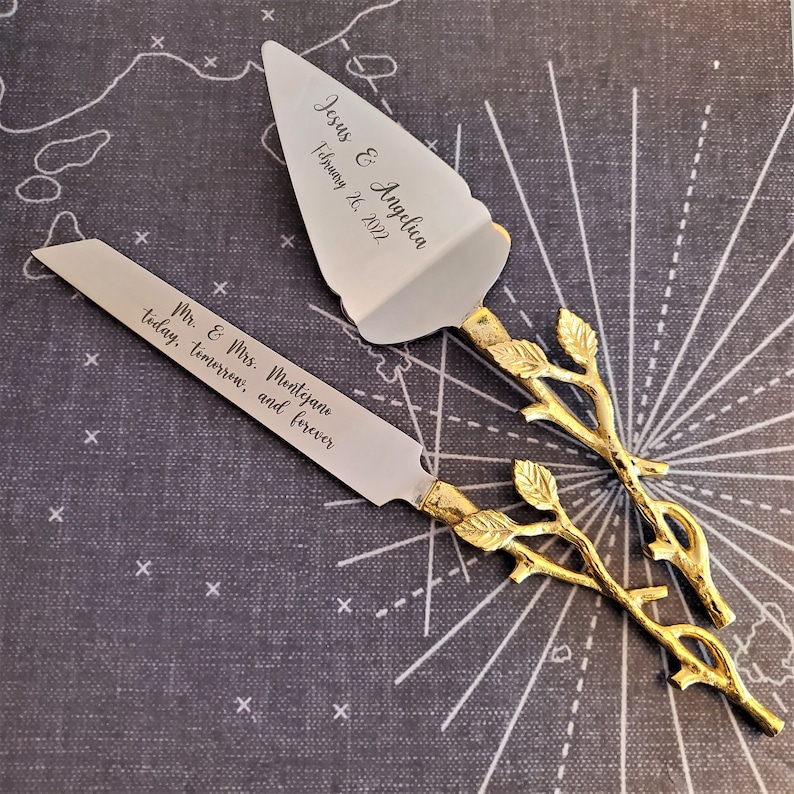 Gold Wedding Cake Knife Personalized Wedding Cake Cutter - Etsy