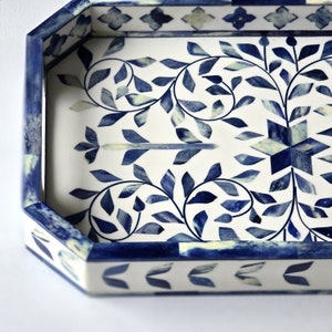 Bone Inlay Blue Tray - Farmhouse Coffee Table Tray - Vintage Perfume ...