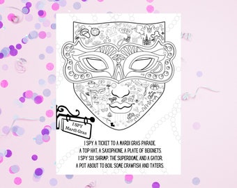 Mardi Gras Coloring Page | Etsy