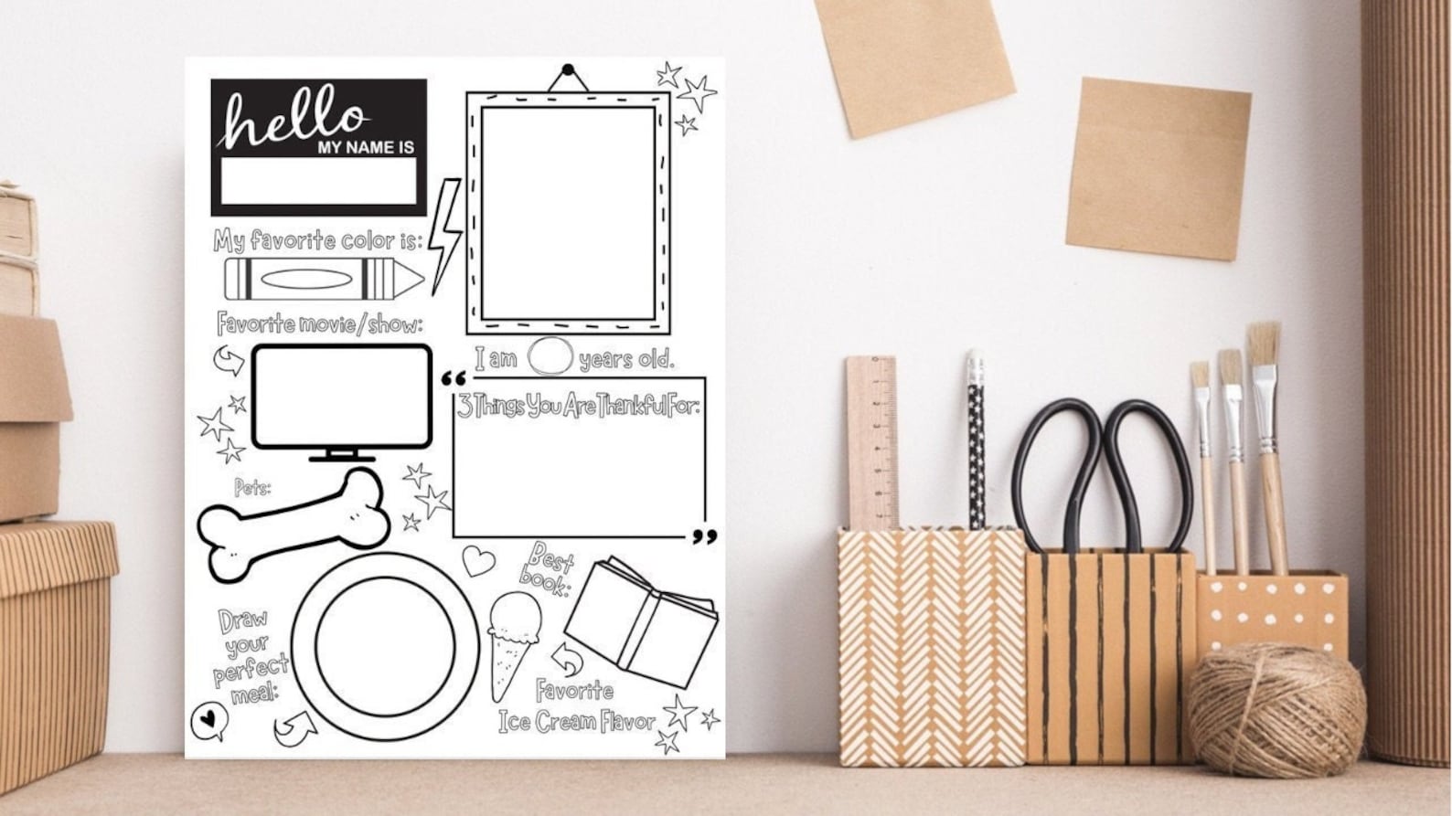 All About Me Printable / Hello My Name is Digital Print / Classroom ...