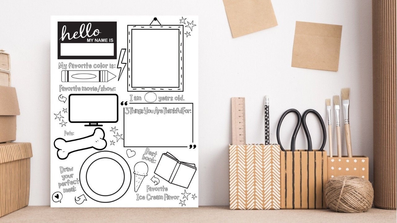 All About Me Printable / Hello My Name is Digital Print / Classroom ...