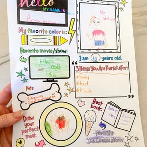 All About Me Printable / Hello My Name is Digital Print / Classroom ...