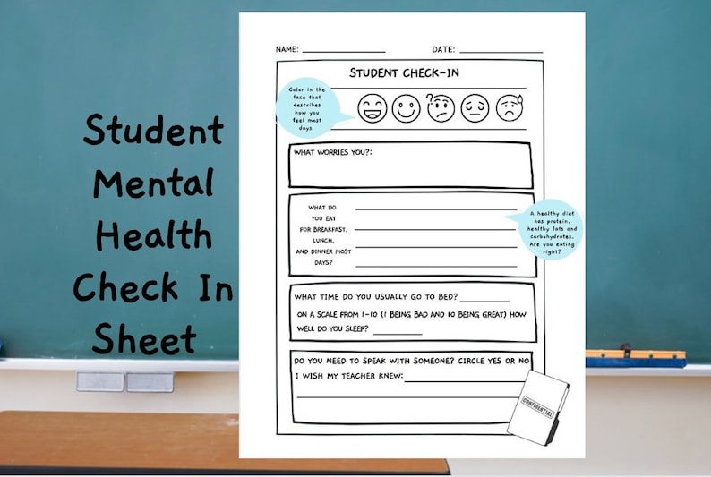 Student Mental Health Check-in Sheet: Teacher Counseling Printable ...