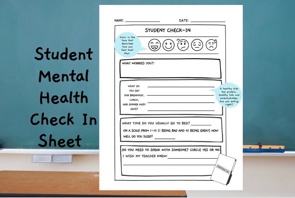 Student Mental Health Check-in Sheet: Teacher Counseling Printable ...