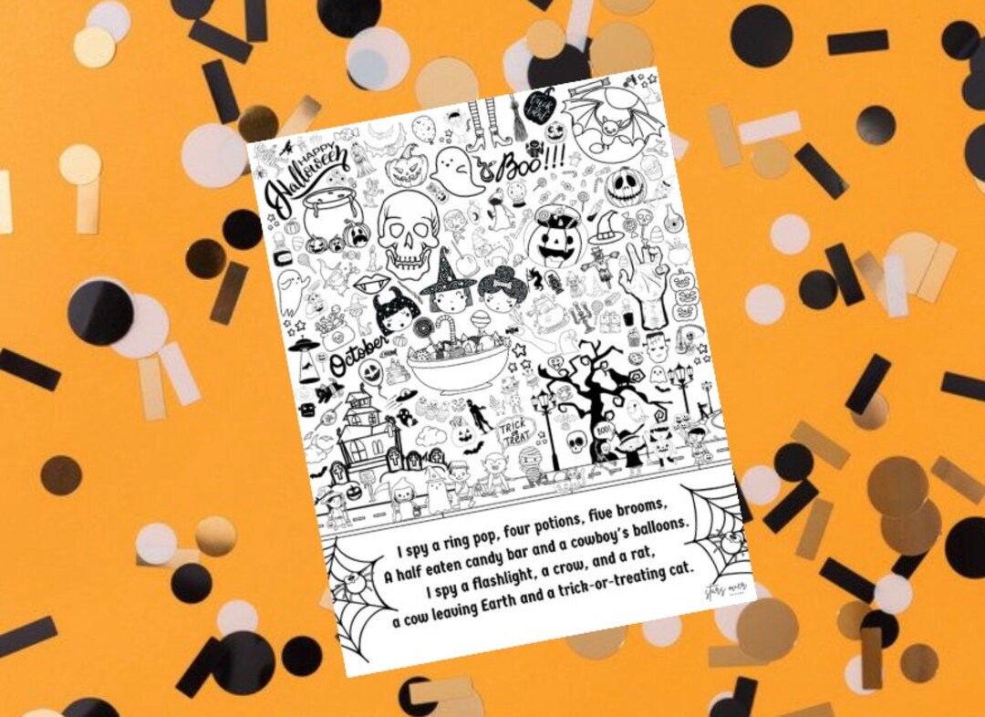 Halloween Printable / Halloween I Spy / Digital Print / Coloring Page ...