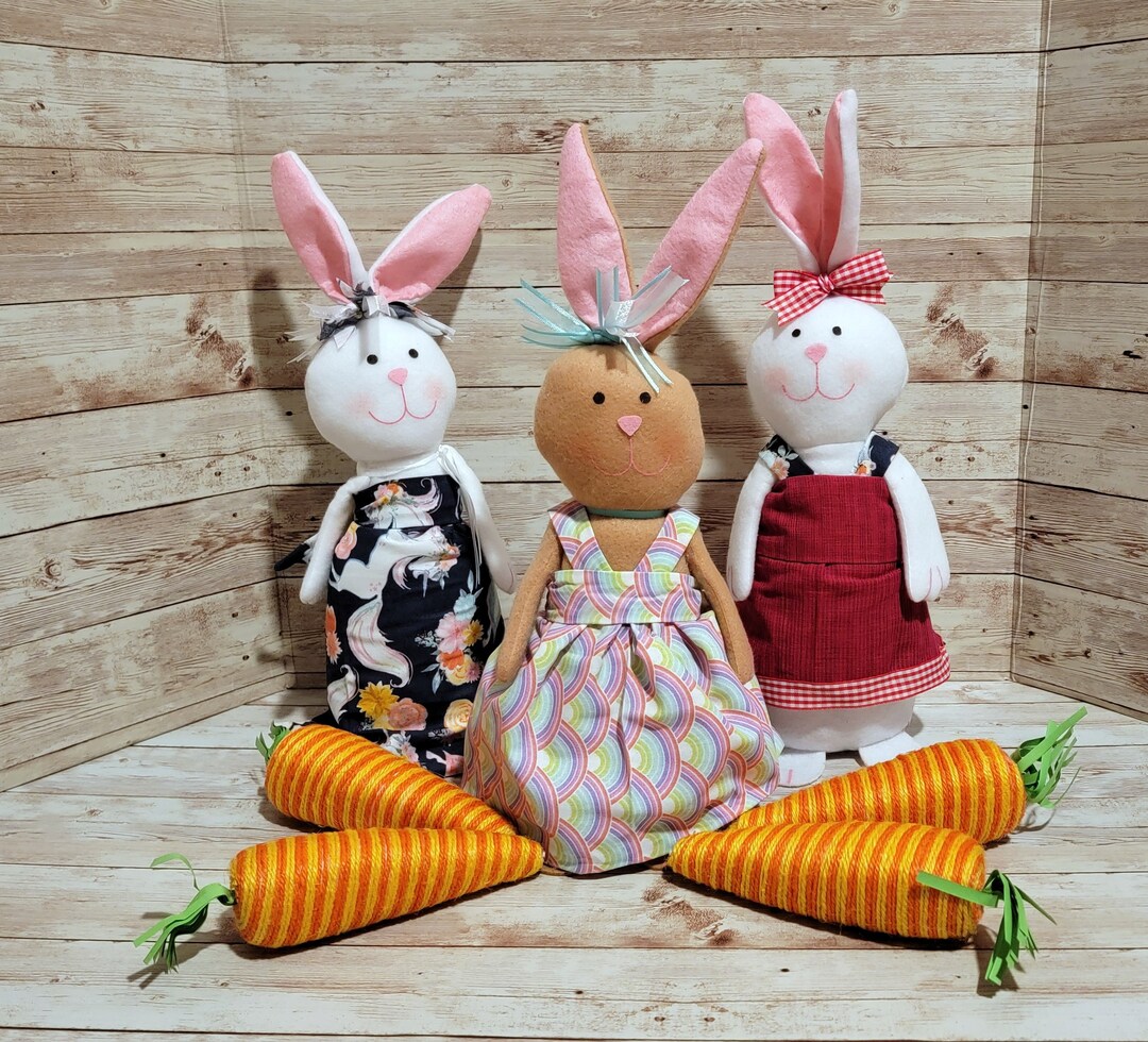 Bunny-grams Girl Easter Bunny Plush and Carrot Set Easter - Etsy