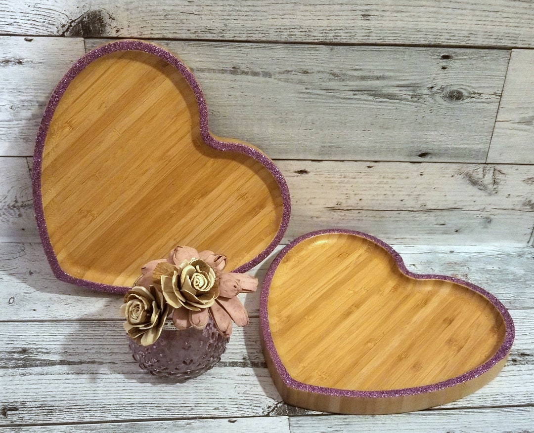 Bamboo Heart Tray, Lavender Heart Trays, Heart Decor, Gifts for Her - Etsy