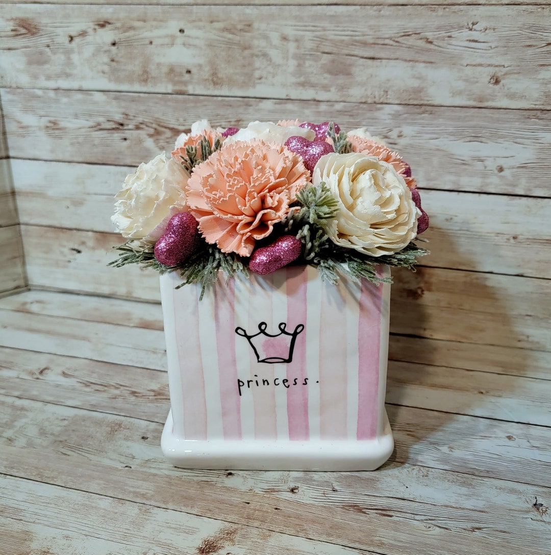 Princess Floral Arrangement, Wood Flower Gifts, Princess Gifts, Wood ...