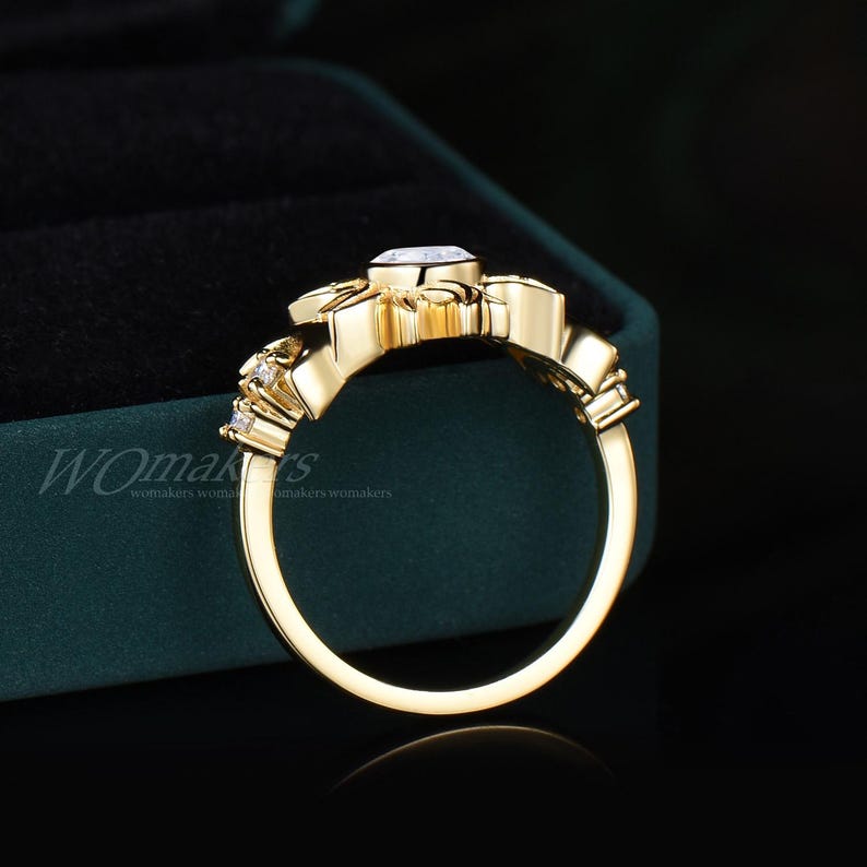 Crescent Moon&sun Ring Tangled Moissanite/diamond Engagement Ring ...