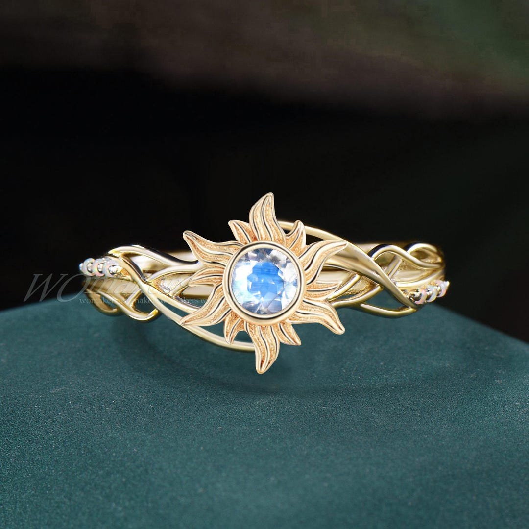 Rapunzel Inspired Ring Natural Moonstone Engagement Ring Twist Vine ...