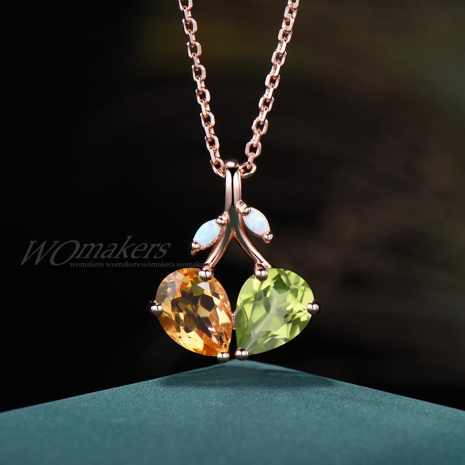Vintage lovers Couple Birthstone Matching Heart Necklace Pear Cut ...